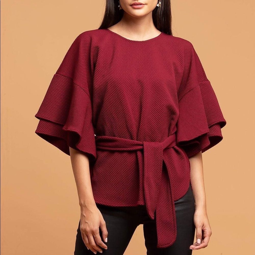 Eva Franco Lazlo Textured Knit Top In Maroon Size Xs - Gem